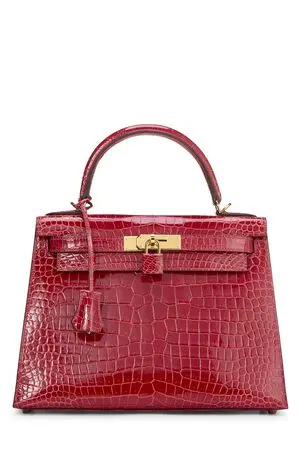 HERMÈS Hermès Braise Crocodile Porosus Kelly Sellier 28