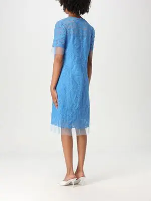 Ermanno Scervino Blue Lace Dress With Tulle Trim