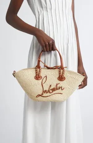 CHRISTIAN LOUBOUTIN Mini Cabata Raffia Basket Tote