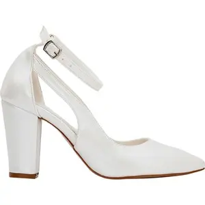 FOREVER & ALWAYS SHOES Colette Pointed Toe Block Heels - Ivory