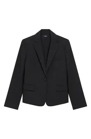Theory Slim Fit Stretch Wool One Button Blazer - Black