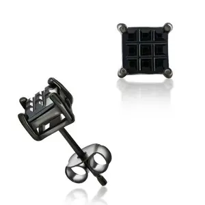 DONATELLO GIAN Sterling Silver Rhodium Plated Stud Earrings - Black
