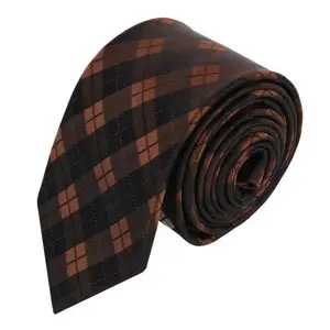 Trafalgar Trafalgar Digby Checkered Plaid Silk Necktie Brown