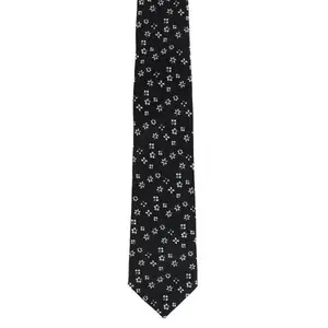 Trafalgar Tudor Daisy And Vine Necktie - Black With White Daises