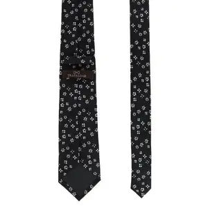 Trafalgar Tudor Daisy And Vine Necktie - Black With White Daises