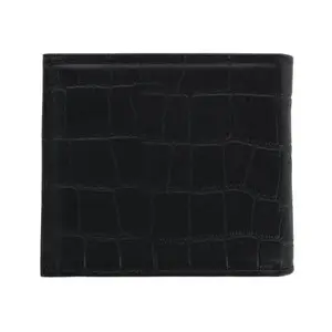 Trafalgar Esteban Croco Embossed Leather 8 Slot Bi-fold Wallet - Black
