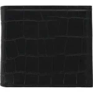 Trafalgar Esteban Croco Embossed Leather 8 Slot Bi-fold Wallet - Black