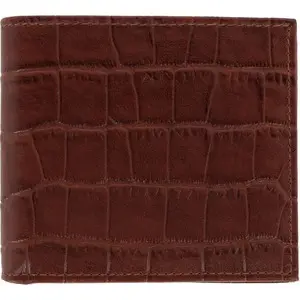 Trafalgar Esteban Croco Embossed Leather 8 Slot Bi-fold Wallet - Brown