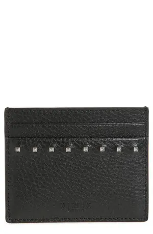 Valentino Garavani Rockstud Leather Card Holder - Black