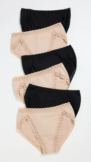 Natori Bliss French Cut Panties 6 Pack - Black/cafe
