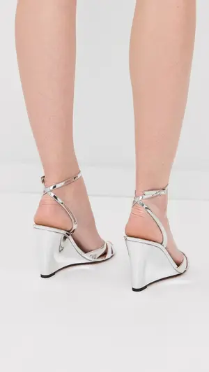 AQUAZZURA Tati 85 Wedge Sandals - Silver