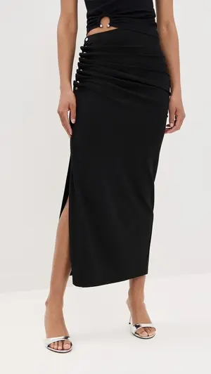Rabanne Long Draped Skirt - Black