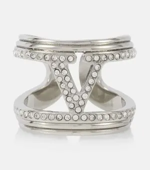 Valentino Garavani Vlogo Crystal-embellished Ring - Silver