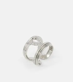 Valentino Garavani Vlogo Crystal-embellished Ring - Silver