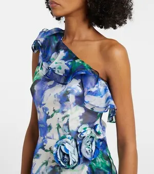 Costarellos Carmea Floral Silk Organza Maxi Dress