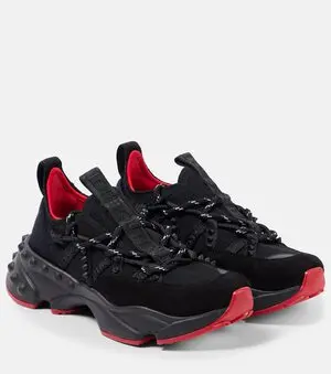 CHRISTIAN LOUBOUTIN Trailnrun Suede-trimmed Sneakers - Black