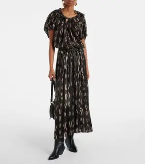 Isabel Marant Étoile Samila Pleated Printed Midi Skirt