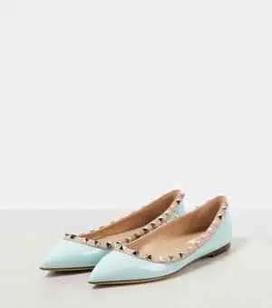 Valentino Garavani Rockstud Patent Leather Ballet Flats