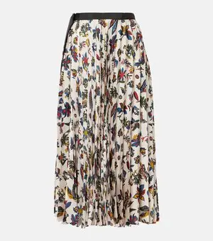 Sacai Printed Pleated Midi Skirt