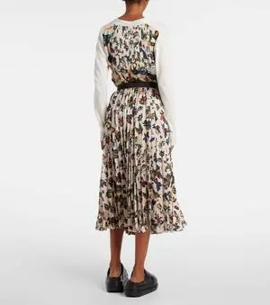Sacai Printed Pleated Midi Skirt