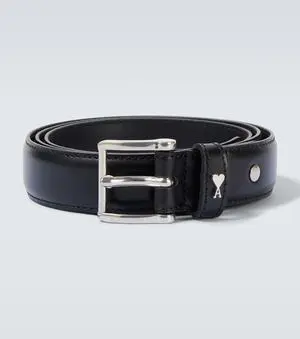 AMI Paris Leather Belt - Black