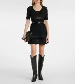 MARANT ETOILE Abril Knitted Cotton Minidress - Black