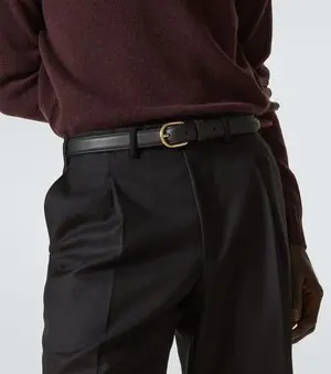 SAMAN AMEL Calf Leather Belt - Black