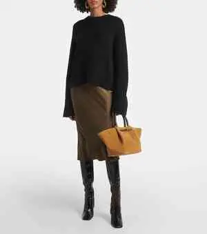 DEMELLIER New York Midi Suede Tote Bag