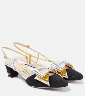Valentino Garavani Bowow 45 Moire Slingback Pumps - Black