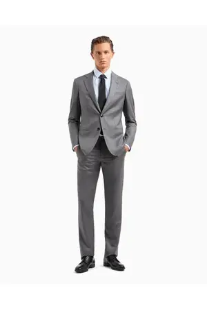 Giorgio Armani Single-Breasted Soho Line Suit In Virgin Wool And Cashmere Natural