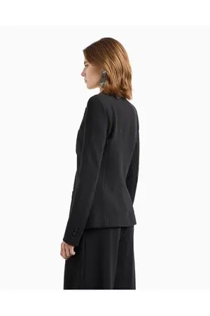 Emporio Armani Emporio Armani Knit-Effect Jacquard Jersey Jacket - Black