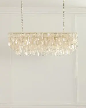 Neiman Marcus Melissa 48" 6-light Linear Capiz Shell Chandlier - Gold