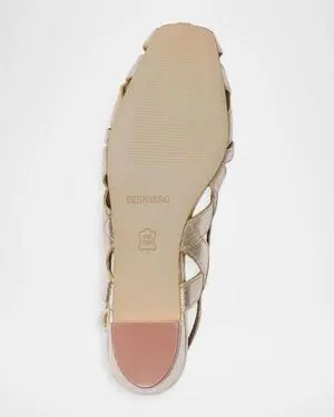 Bernardo Glinda Woven Leather Ballerina Flats - Platinum