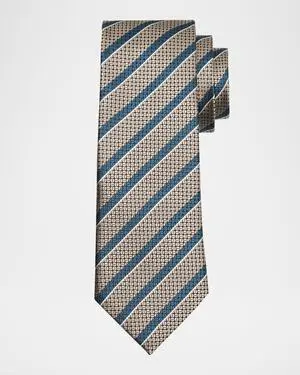 Zegna ZEGNA Stripe Jacquard Silk Tie Md Bgestrp