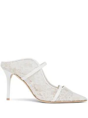 MALONE SOULIERS 85mm Maureen Mules - White