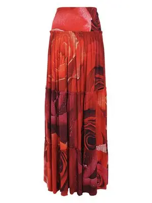 Roberto Cavalli Rose-print Maxi Skirt