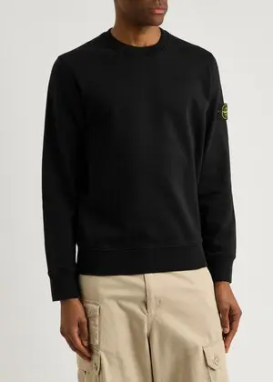 Stone Island Logo Cotton Sweatshirt - Black
