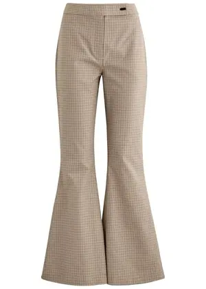 Clea Alessandra Checked Cotton-blend Flared Trousers