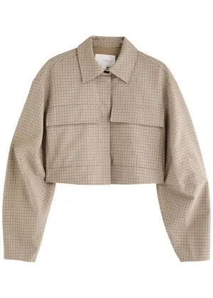 Clea Checked Cotton-blend Cropped Jacket