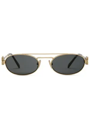 Miu Miu Oval-frame Metal Sunglasses - Black