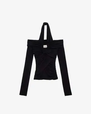 Isabel Marant Étoile Vonda Draped Jersey Top - Black