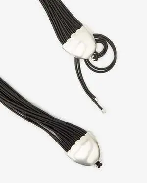 Isabel Marant Étoile Lambskin Leather Tie Belt - Black/silver