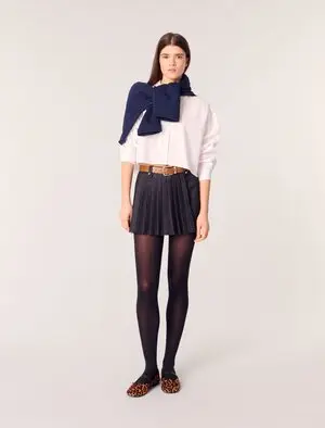 Maje Layered-effect Pleated Denim Shorts