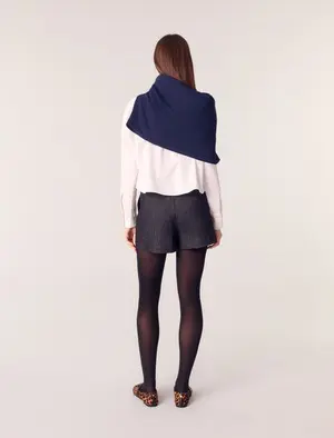 Maje Layered-effect Pleated Denim Shorts