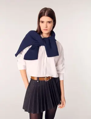 Maje Layered-effect Pleated Denim Shorts