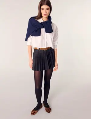Maje Layered-effect Pleated Denim Shorts