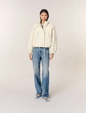 Maje Acrylic Tweed Down Jacket