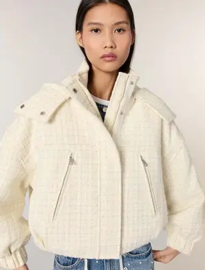 Maje Acrylic Tweed Down Jacket