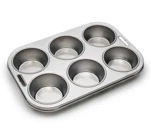 FOX RUN Stainless Steel Muffin Pan 6-cup - Silver