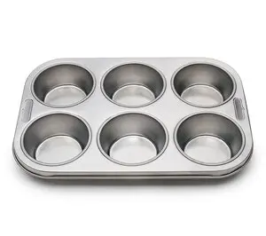 FOX RUN Stainless Steel Muffin Pan 6-cup